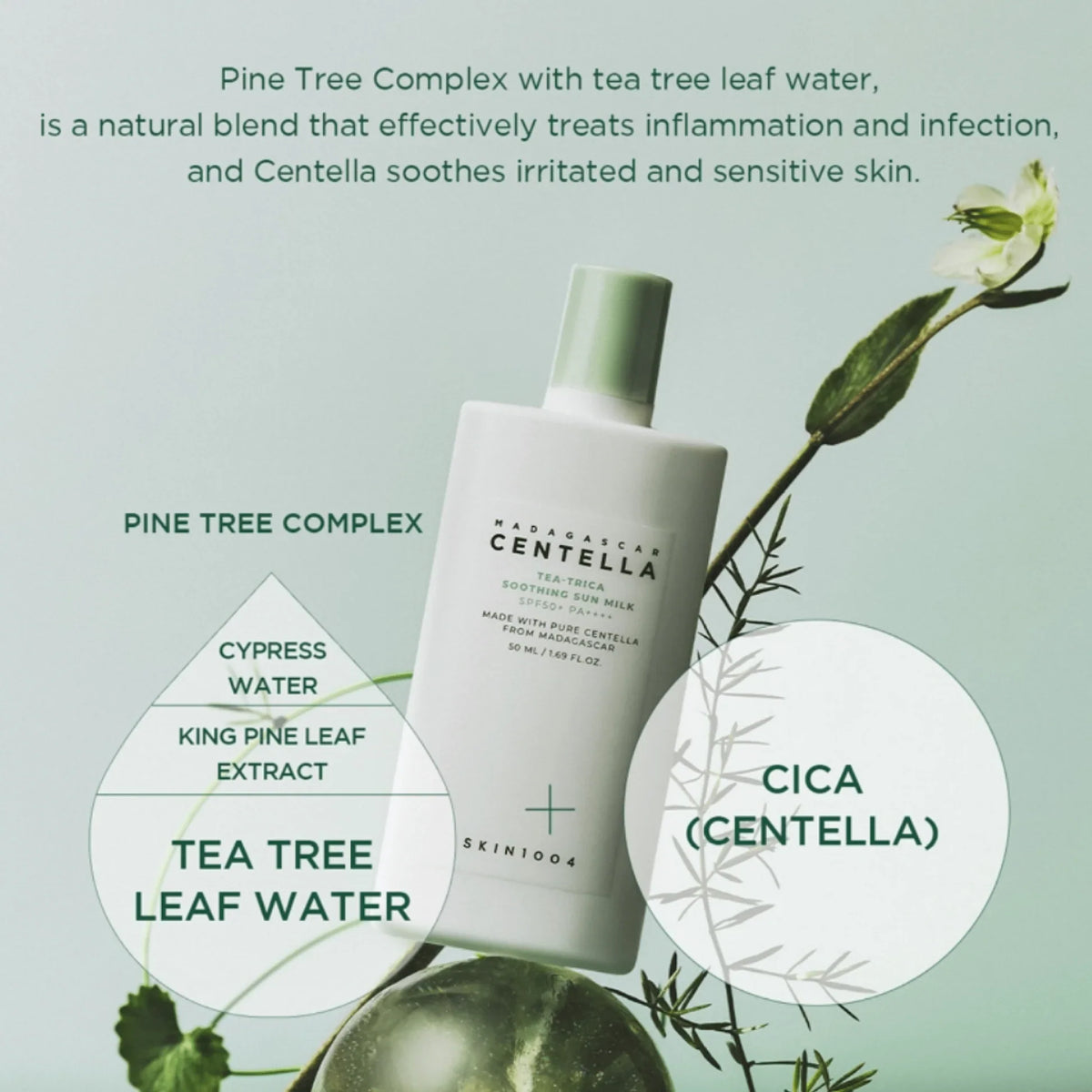 Madagascar Centella Tea-Trica Soothing Sun Milk 50ml SPF50+ PA ...