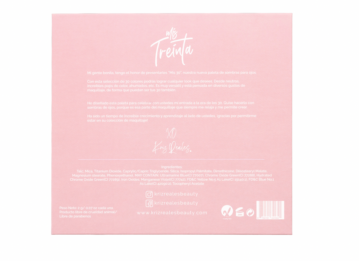 Paleta de Sombras Mis Treinta – Kriz Reales Studio